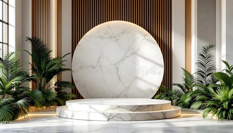 Elegant Minimalist Interior Design with Circular Marble Platform and ...