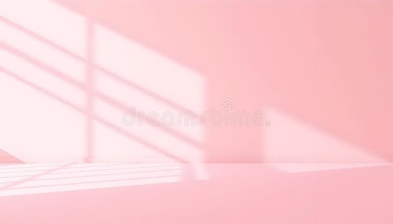 Serene Minimalist Light Pink Room Sunlight Shadows Wall Floor Backdrop ...