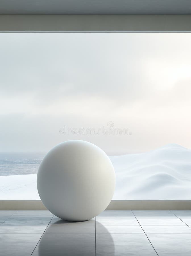 Serene Minimalist White Sphere by Window Stock Image - Image of ...