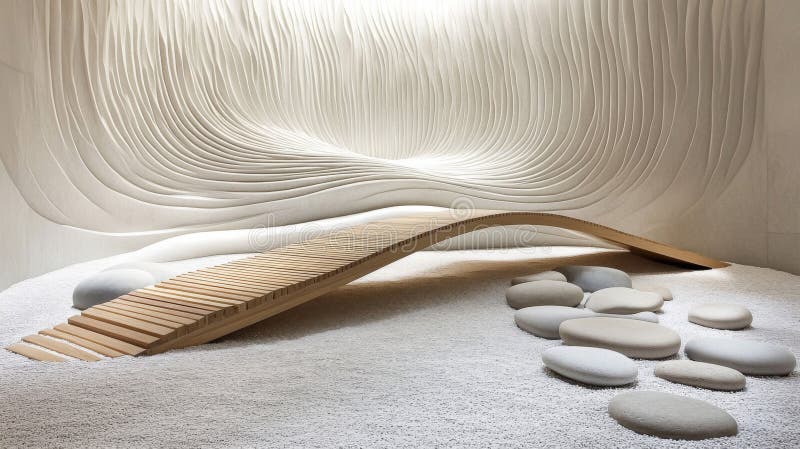 Serene Minimalist Zen Garden Interior Stock Illustration - Illustration ...