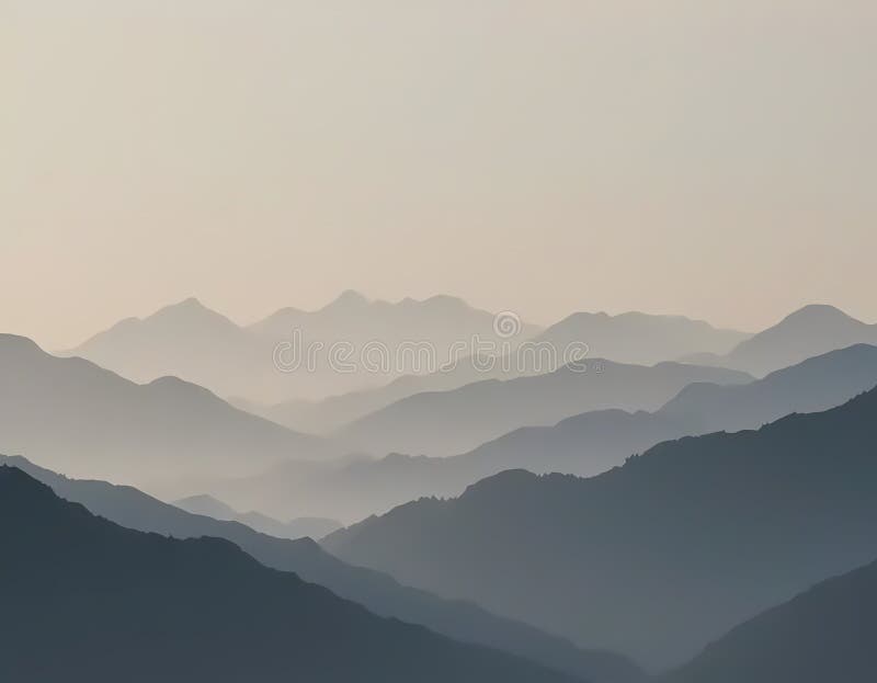 A Serene Misty Mountains in Minimalist Style, Calm and Elegant ...