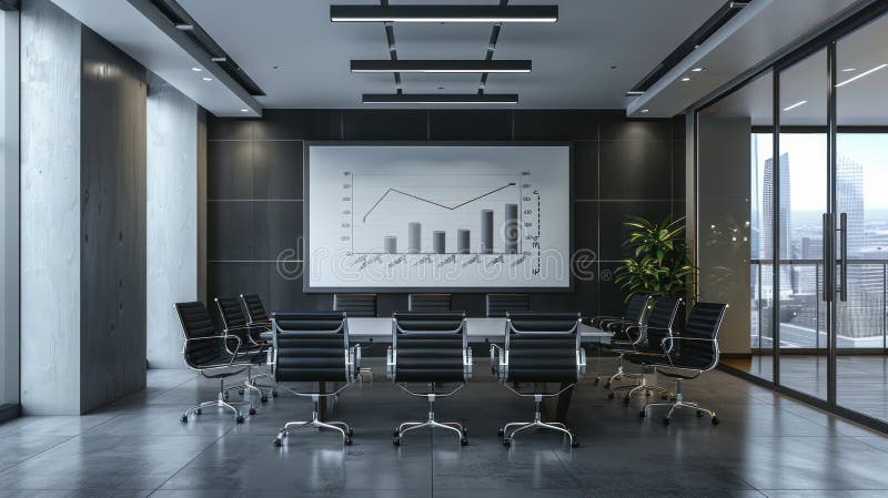 A Serene and Modern Conference Room with a Projector Screen Stock ...