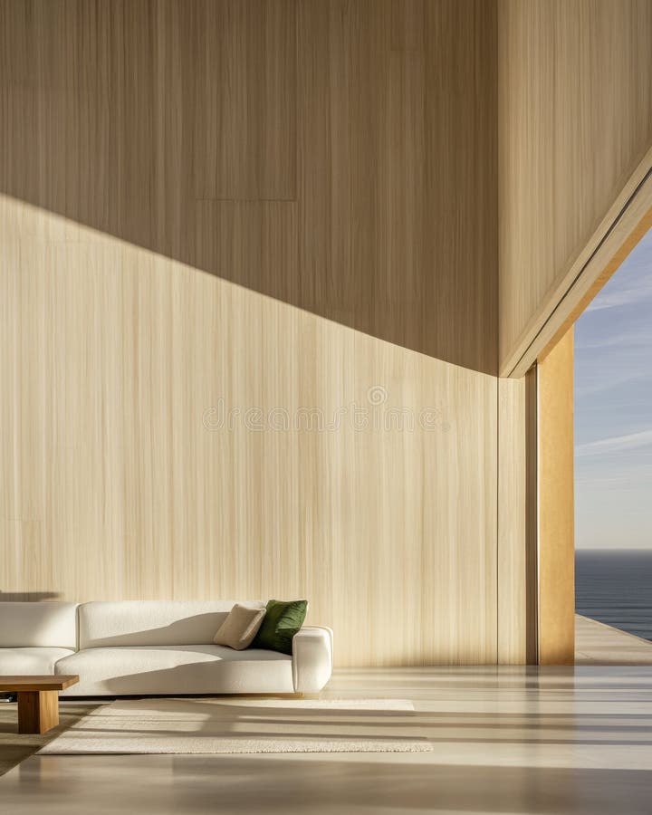 Serene Modern Living Room with Ocean View Using Natural Light and ...