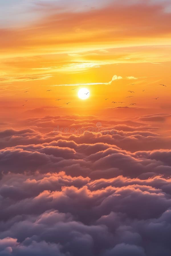 Sunset Over Clouds stock image. Image of pink, sunset - 375547289