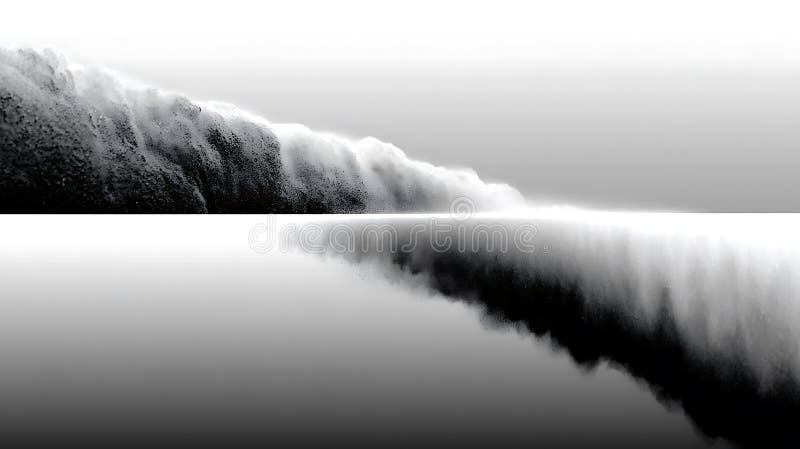 Serene Monochrome Landscape Reflection in Still Water Expressing Calm ...