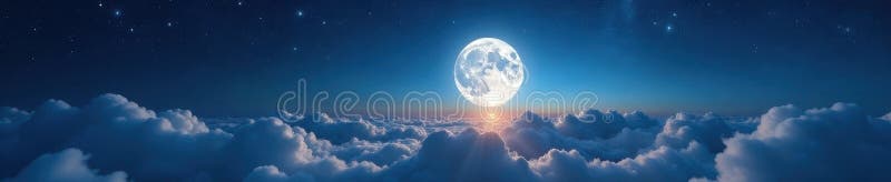 Serene Moon Bathed in Starlight Ethereal Clouds Below Dreamlike ...