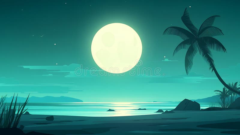 Serene Moonlight Beach: a Nightscape of Tranquility and Tropical Dream ...