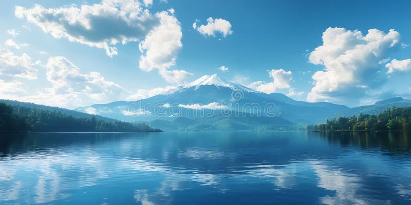 Serene Mountain Lake Landscape Stunning Nature Scenery with Cloud ...