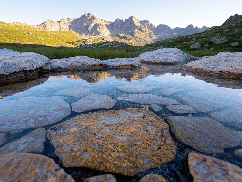 Serene Mountain Landscape Reflected in a Still Alpine Pool. Stock ...