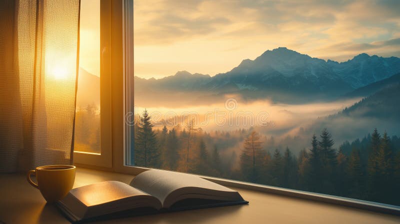 Serene Mountain View Open Window Sunrise Stock Photos - Free & Royalty ...