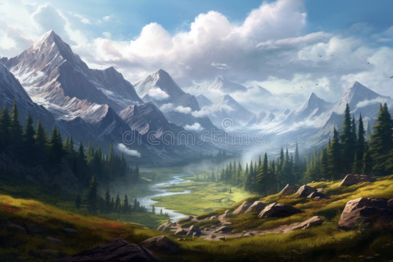 Serene Mountain Top Scenery Sky. Generate AI Stock Image - Image of ... Serene Mountain Top Scenery Sky. Generate AI Stock Image - Image of ...