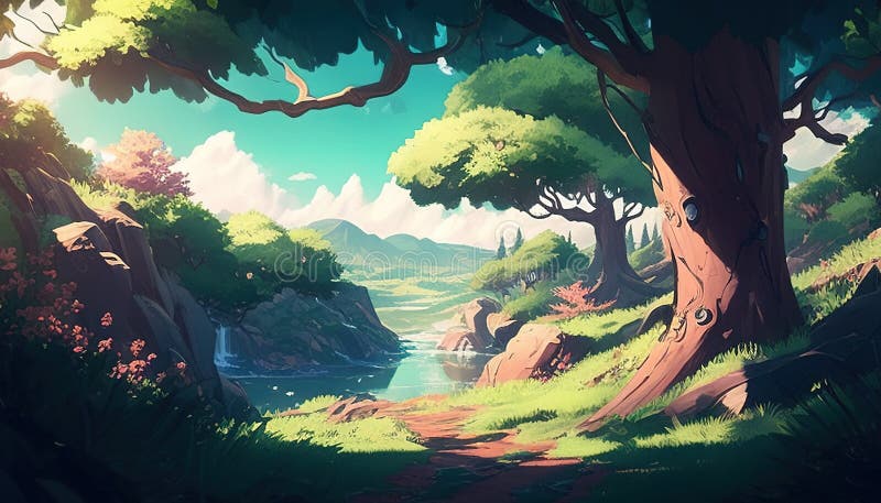 Serene Natural Environment, with Lush Greenery and Tranquil Waterscapes ...