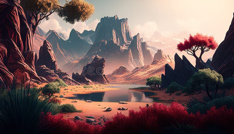 Serene Natural Environment, with Lush Greenery and Tranquil Waterscapes ...