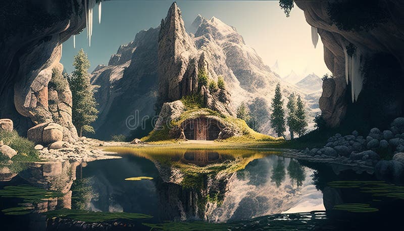 Serene Natural Environment, with Lush Greenery and Tranquil Waterscapes ...