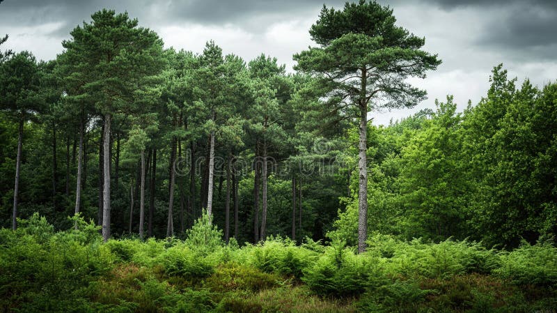 A Serene Natural Scene Featuring a Group of Trees Standing Tall Amidst ...