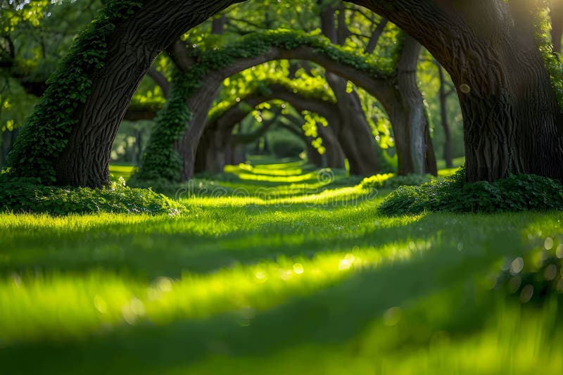 Serene Nature Pathway with Sunlit Arched Trees for Inspirational ...