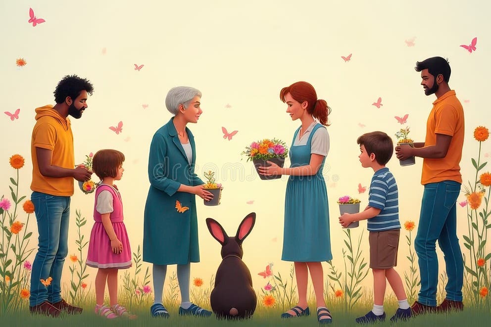 Serene Nature Scenes for Easter Reflection Stock Illustration ...