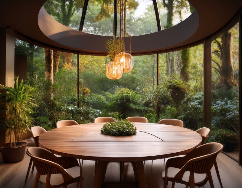 A Serene Negotiation Environment Showing a Round Table Underneath Soft ...