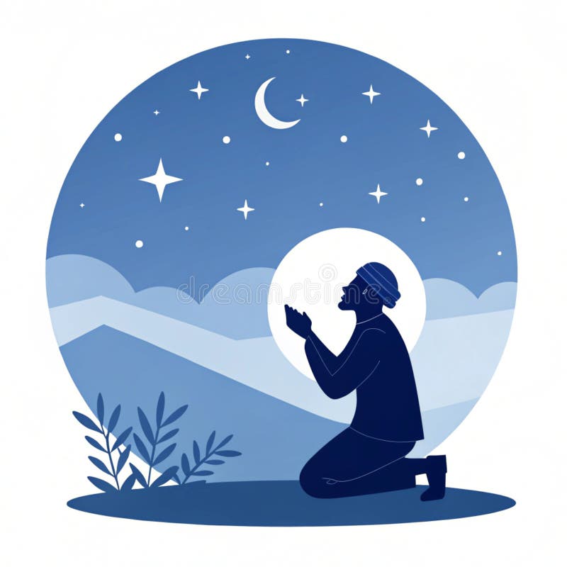 Serene Night Prayer Icon stock illustration. Illustration of night ...