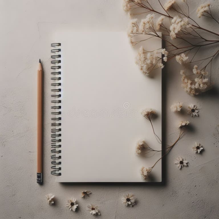 Serene Notepad and Pencil Setup Stock Image - Image of creativity ...