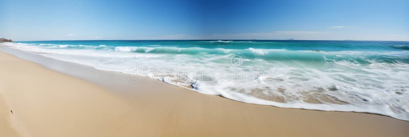Serene Ocean Bliss: Beautiful Sandy Beach and Soft Blue Waves Banner ...