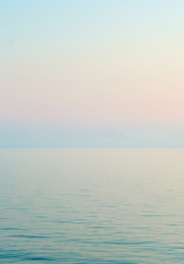 Serene Ocean Sunset: Pastel Sky and Calm Waters Stock Illustration - Illustration of light ...