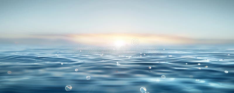 Serene Ocean Sunset with Scattered Light Reflections Stock Photo ...