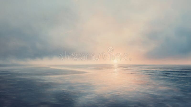 Serene Ocean Sunset with Soft Pastel Colors Stock Illustration ...