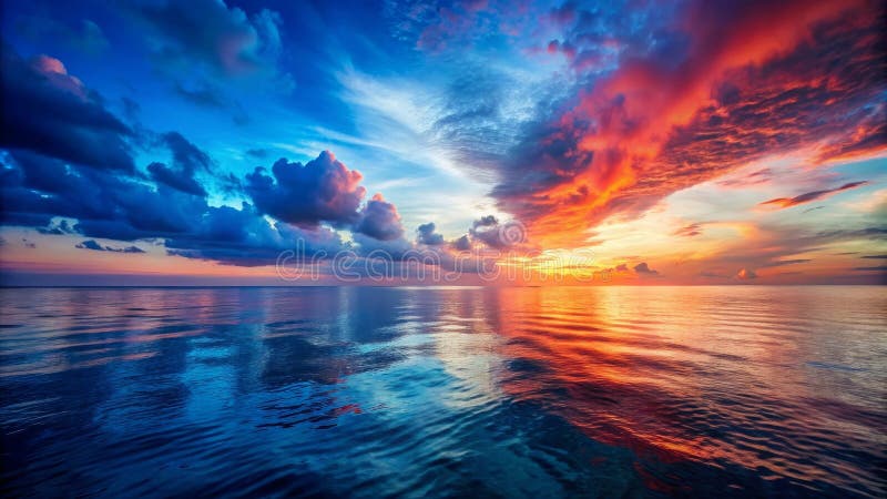 Serene Ocean Sunset with Vivid Colors and Dramatic Clouds. Generative ...