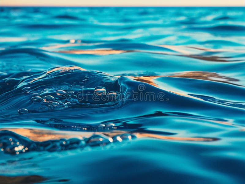 Serene Ocean Surface with Rippling Water and Rising Bubbles Stock Image ...