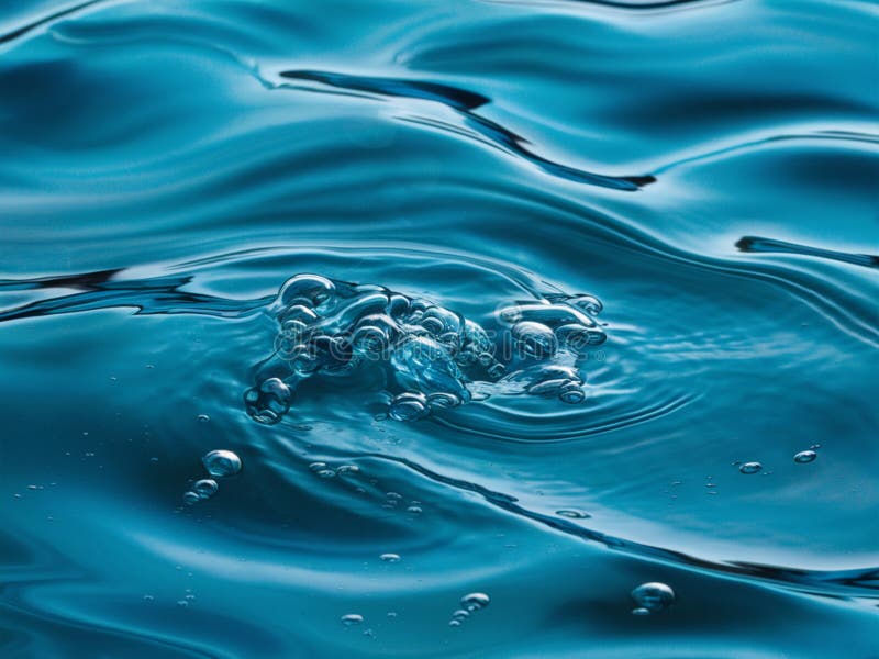 Serene Ocean Surface with Rippling Water and Rising Bubbles Stock Image ...