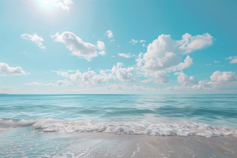 Serene Ocean View Sunny Beach Perfect Coastal Themed Projects Stock ...
