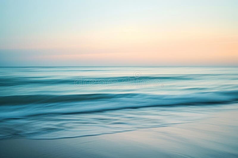 Serene Ocean Waves Captured at Sunset Under a Gradient Sky Stock ...