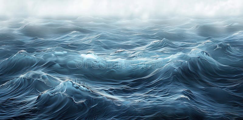 Serene Ocean Waves. Tranquil Sea Waves on a High Detailed Plain ...