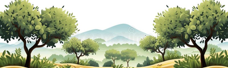 Serene Olive Grove Landscape AI Generated Stock Illustration ...