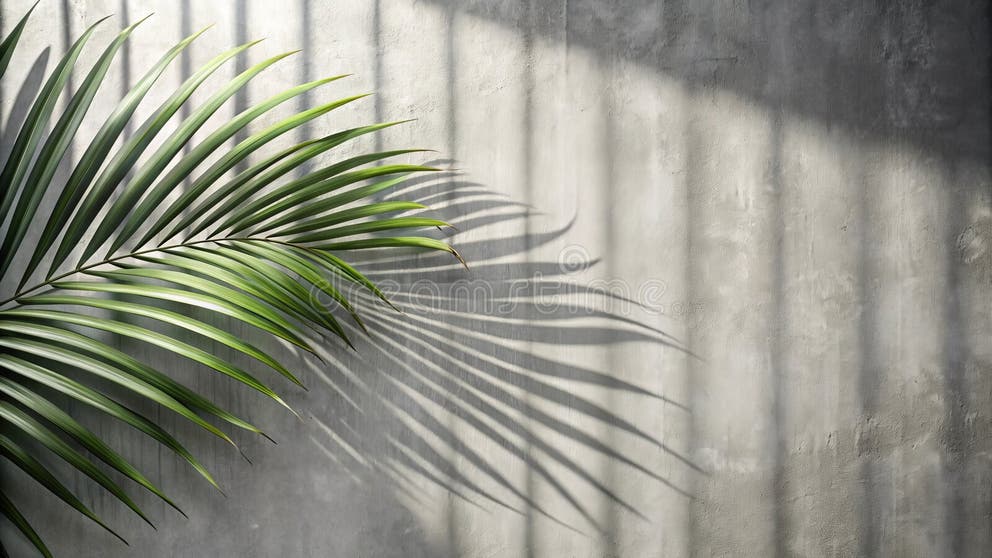 Serene Palm Frond Shadow Cast on a Textured Wall. Generative AI Stock ...