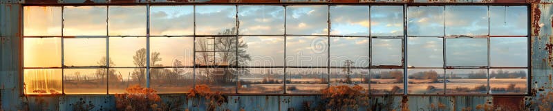 A Serene Panorama of Autumn Captured through the Remnants of Industrial ...