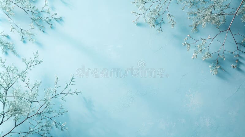 Serene Pastel Blue Background with Delicate Winter Branches. Generative ...