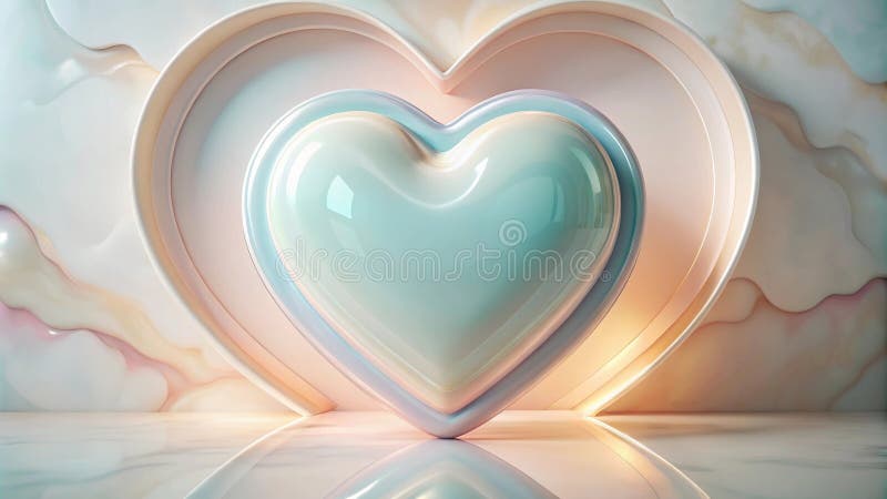 Serene Pastel Heart Shaped Display on Marble Background. Generative AI ...