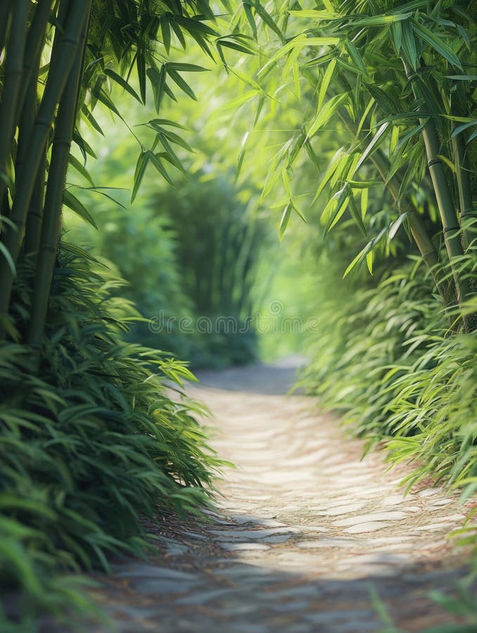 Serene Path in Bamboo Forest Stock Image - Image of jungle, nature ...