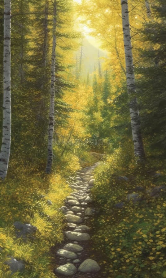 A Serene Path through a Forest with a Clear Creek. Perfect for Nature ...