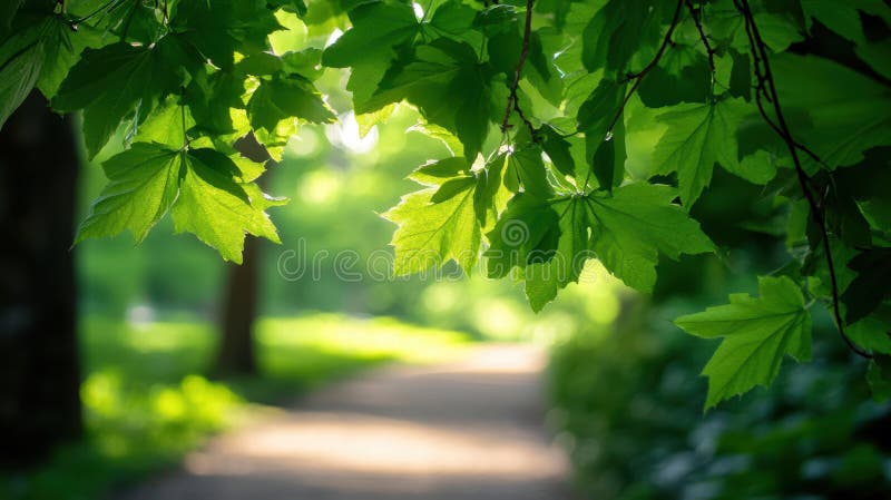 A Serene Path Lined with Vibrant Leaves, Creating a Natural Canopy that ...