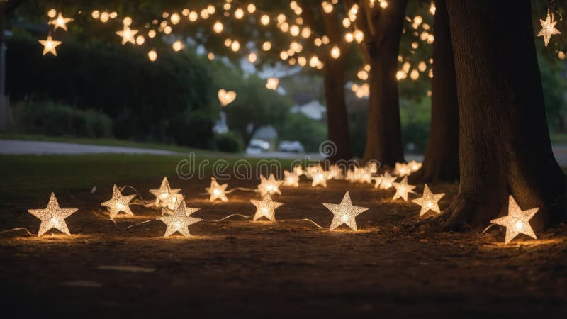 Magical Starry Night Pathway Illumination Stock Illustration ...