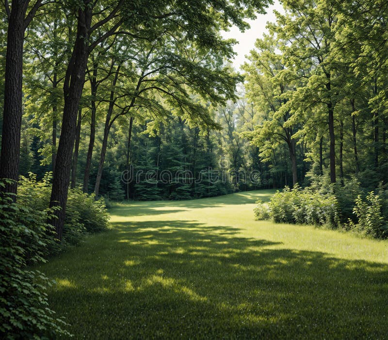 A Serene and Peaceful Forest Scene with Tall Trees on Either Side of ...