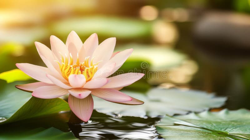 The Serene and Peaceful Image of a White Lotus Floating on Water ...