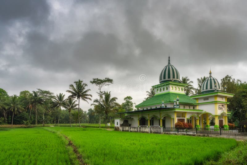 A Serene and Peaceful Landscape Featuring a Traditional Mosque ...