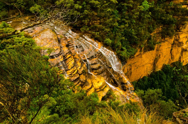 Waterfall from the Top Mountain Cliff Stock Photo - Image of hill, dusk ...
