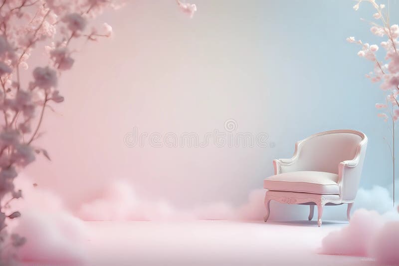 A Serene Photo Studio Setup with a Soft, Pastel Backdrop. a Delicate ...