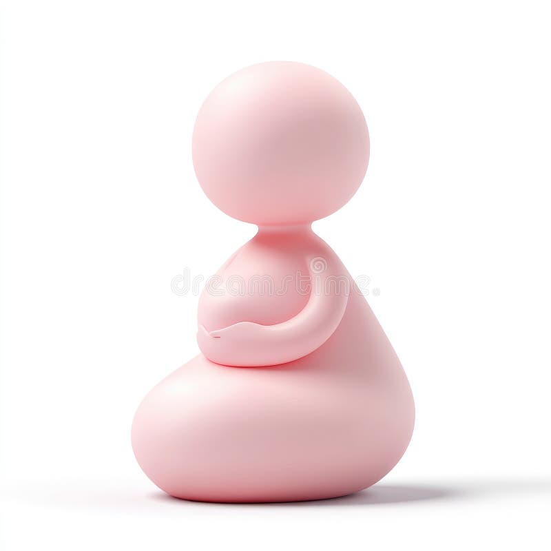 Serene Pink Figurine in Meditative Pose: 3D Render Stock Illustration ...