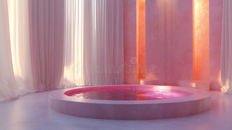 Serene Pink Spa Pool with Sheer Curtains Stock Illustration ...